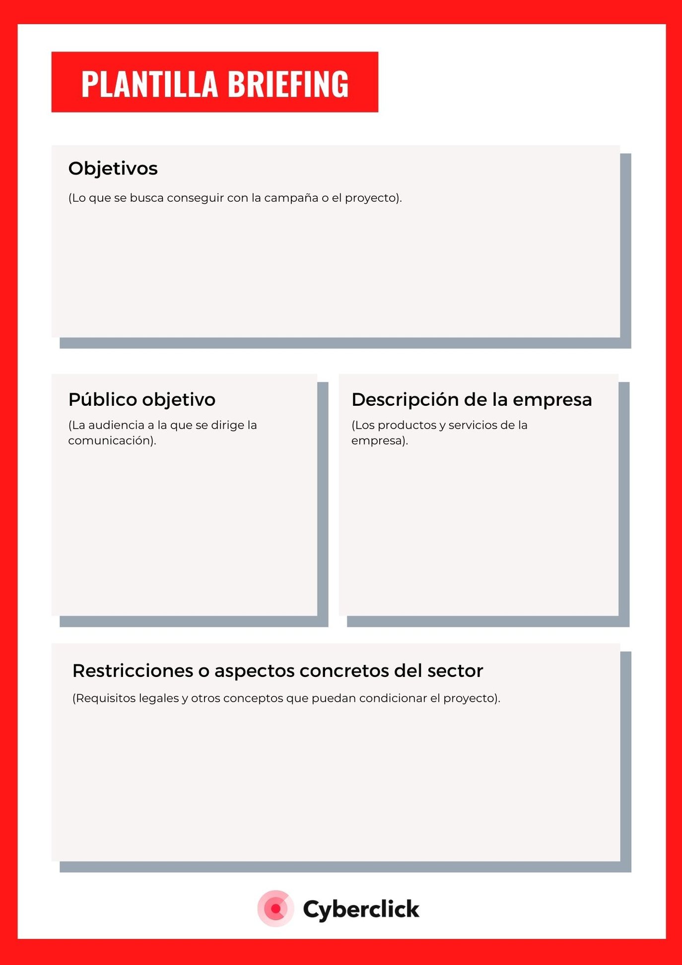 Plantilla para crear tu Briefing - Cyberclick